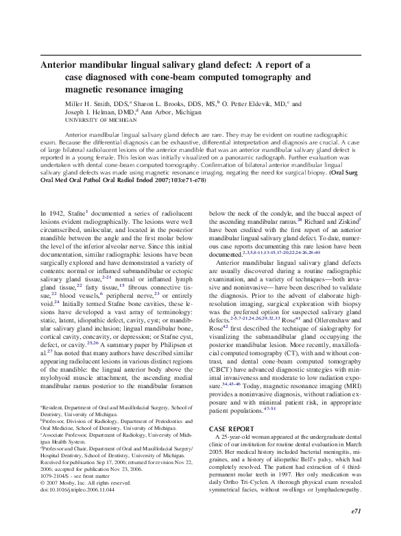 (PDF) Anterior mandibular lingual salivary gland defect: A report of a ...