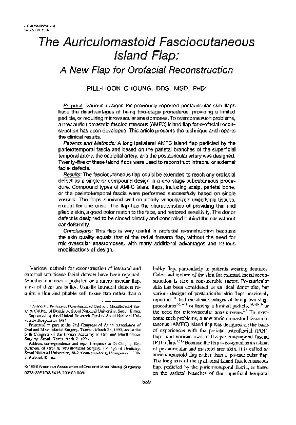 (PDF) The auriculomastoid fasciocutaneous island flap: A new flap for ...