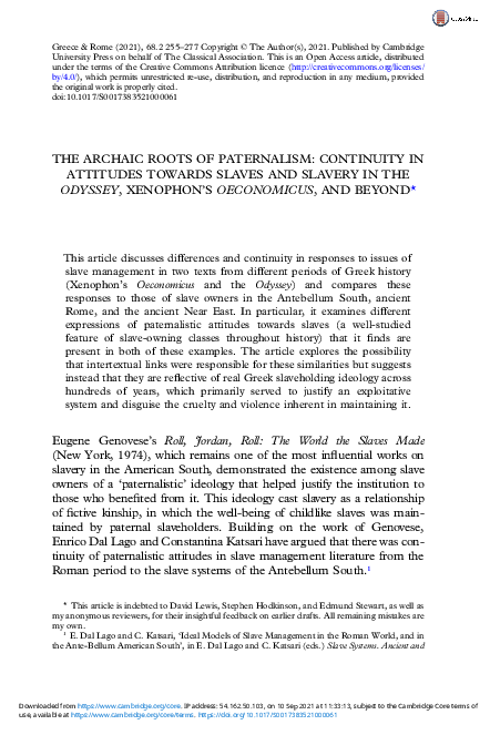 (PDF) The Archaic Roots of Paternalism: Continuity in Attitudes Towards ...