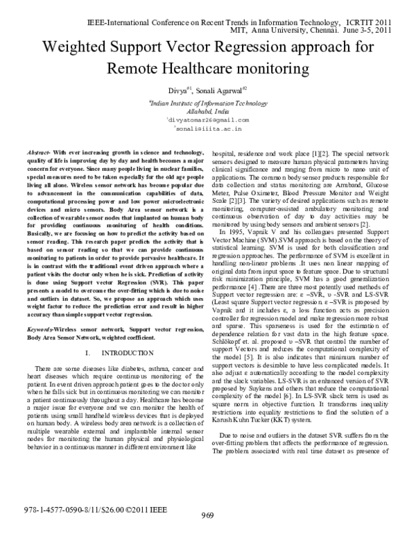 (PDF) Weighted support vector regression approach for remote healthcare monitoring
