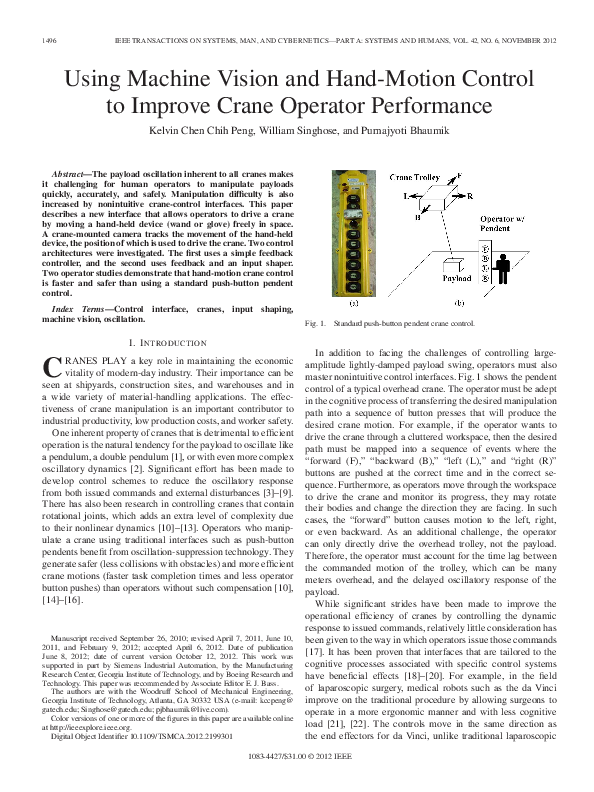 (PDF) Using Machine Vision and Hand-Motion Control to Improve Crane ...