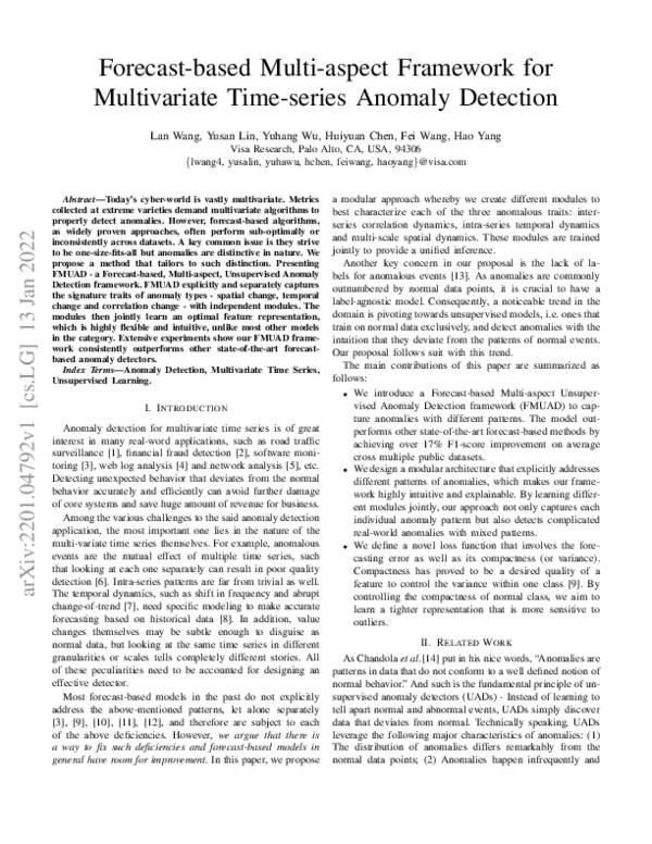 (PDF) Forecast-based Multi-aspect Framework for Multivariate Time-series Anomaly Detection