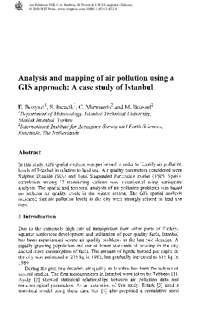 Pdf Analysis And Mapping Of Air Pollution Using A Gis Approach A