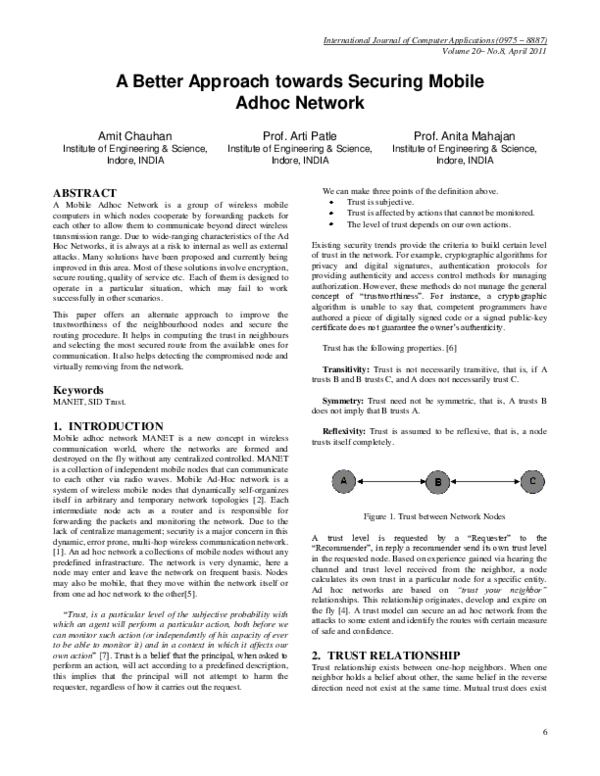 (PDF) A Better Approach towards Securing Mobile Adhoc Network