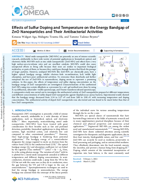 (PDF) Effects of Sulfur Doping and Temperature on the Energy Bandgap of ...