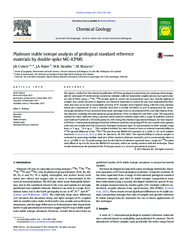 (PDF) Platinum stable isotope analysis of geological standard reference materials by double ...