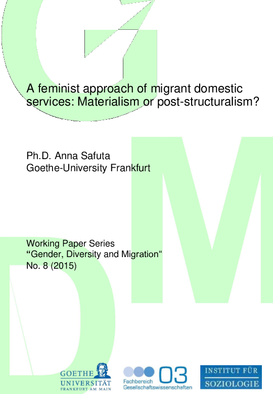 (PDF) A feminist approach of migrant domestic services: Materialism or ...