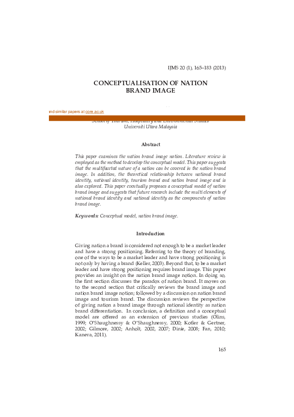 (PDF) Conceptualisation of Nation Brand Image