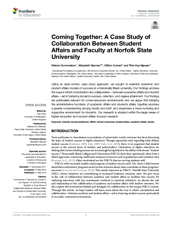 (PDF) Coming Together: A Case Study of Collaboration Between Student ...