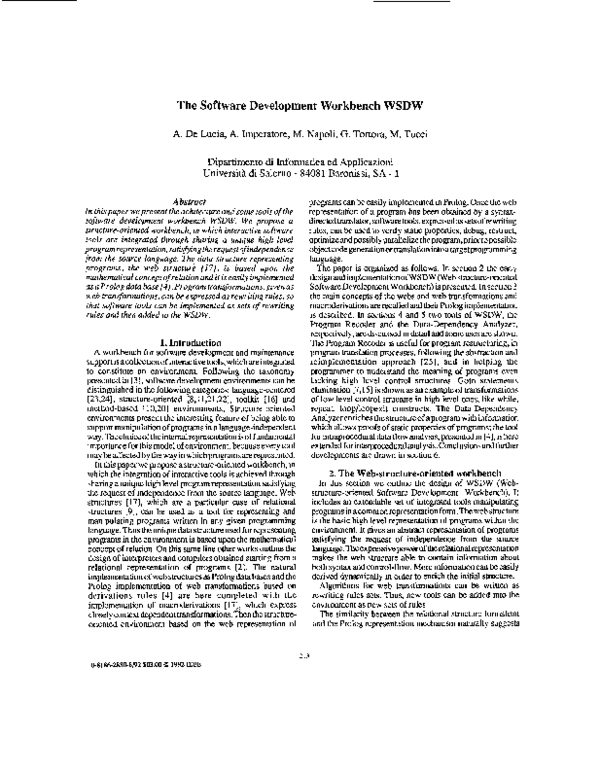 (PDF) The software development workbench WSDW