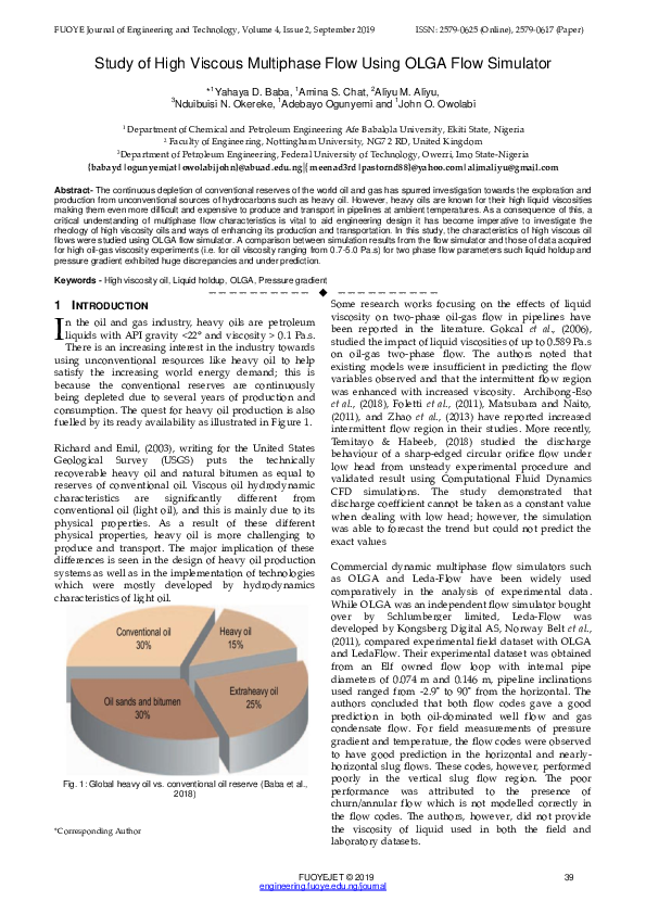(PDF) Study of High Viscous Multiphase Flow Using OLGA Flow Simulator