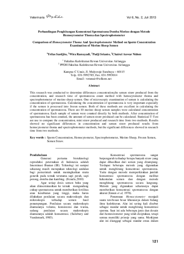 (PDF) Comparison of Hemocytometer Thoma And Spectrophotometer Method on ...