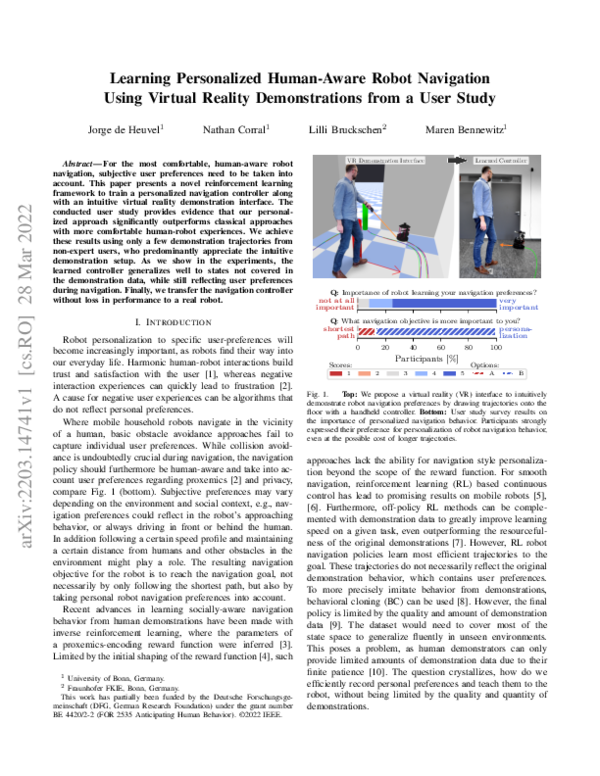 (PDF) Learning Personalized Human-Aware Robot Navigation Using Virtual ...