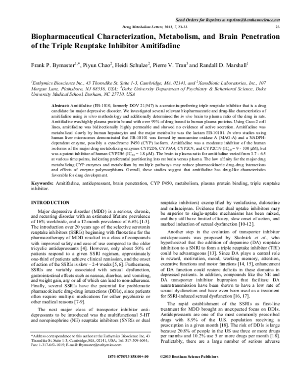 (PDF) Biopharmaceutical Characterization, Metabolism, and Brain ...