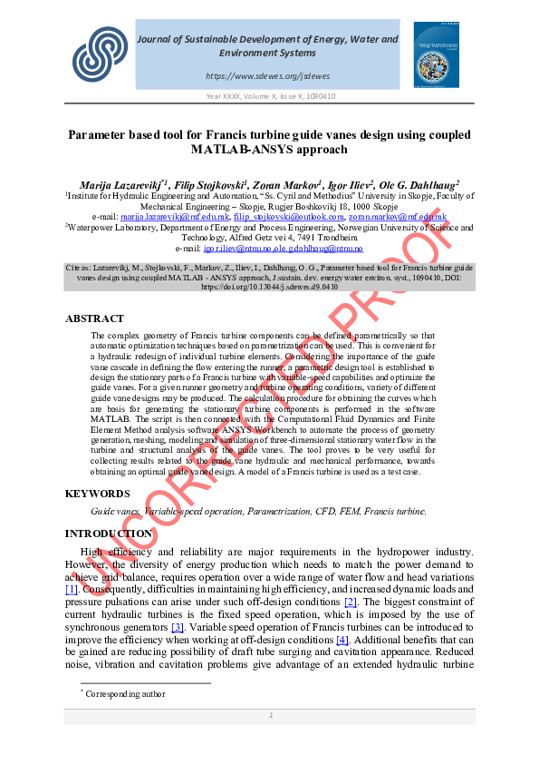 Pdf Parameter Based Tool For Francis Turbine Guide Vanes Design Using
