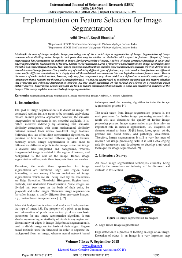 (PDF) Implementation on Feature Selection for Image Segmentation | Rupali Bhartiya - Academia.edu