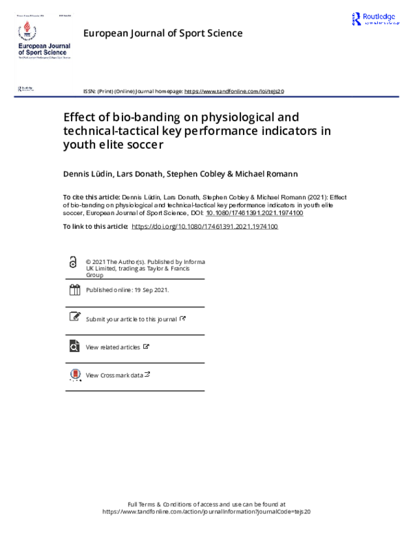 (PDF) Effect of bio-banding on physiological and technical-tactical key ...