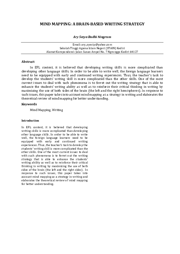 (PDF) Mind Mapping: A Brain-Based Writing Strategy