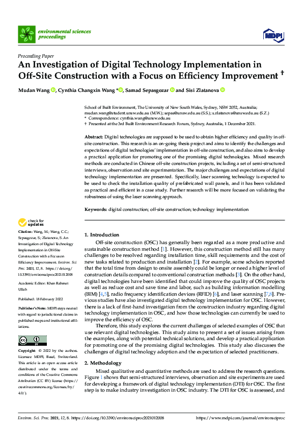 (PDF) An Investigation of Digital Technology Implementation in Off-Site ...