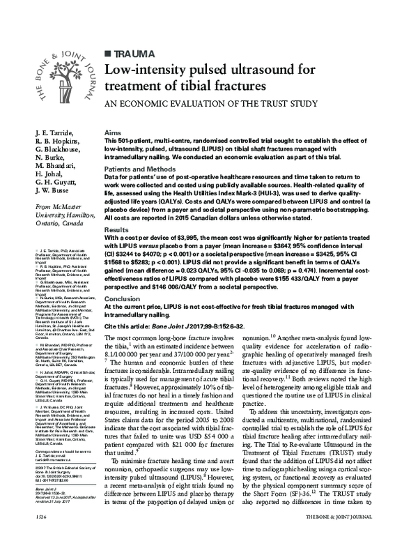 (PDF) Low-intensity pulsed ultrasound for treatment of tibial fractures ...