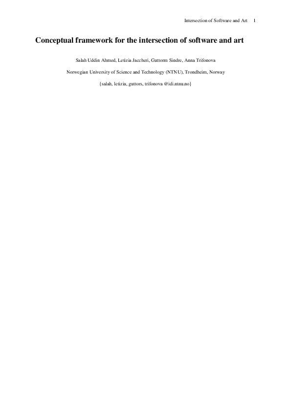 (PDF) Conceptual Framework for the Intersection of Software and Art | Md. Salah Uddin - Academia.edu