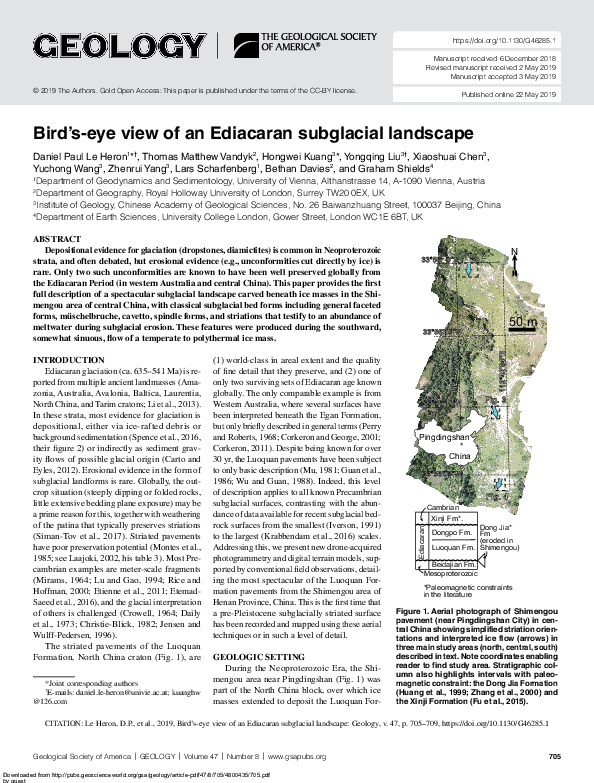 (PDF) Bird’s-eye view of an Ediacaran subglacial landscape