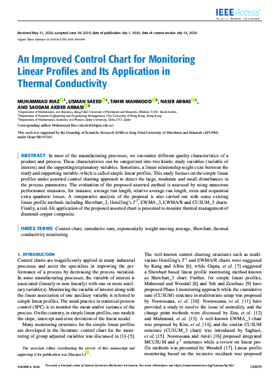 (PDF) An Improved Control Chart for Monitoring Linear Profiles and its Application in Thermal ...