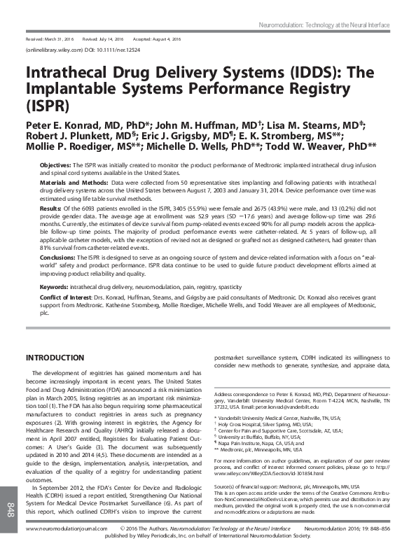 (PDF) Intrathecal Drug Delivery Systems (IDDS): The Implantable Systems ...