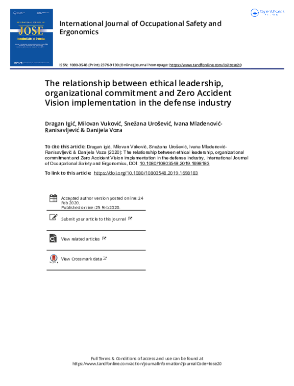 (PDF) The relationship between ethical leadership, organizational commitment and Zero Accident ...