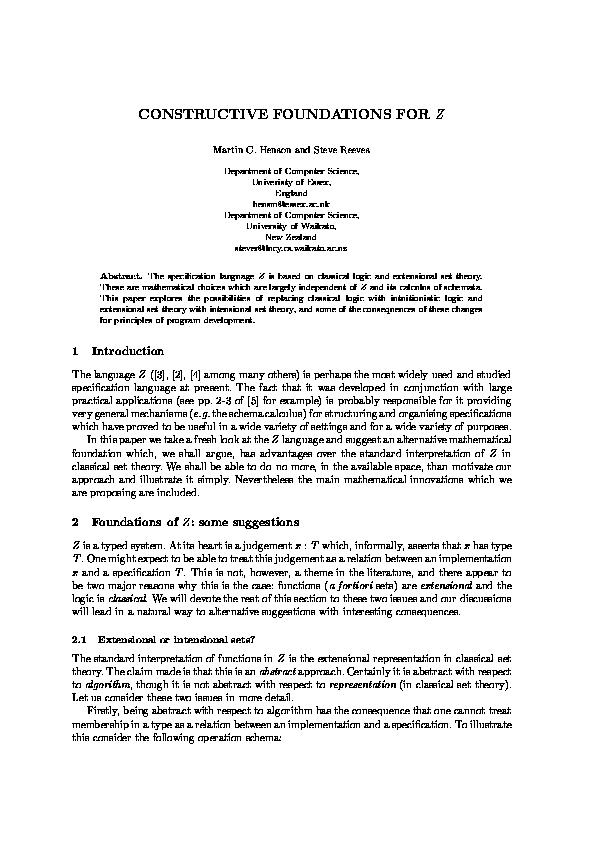 (PDF) Constructive foundations for Z