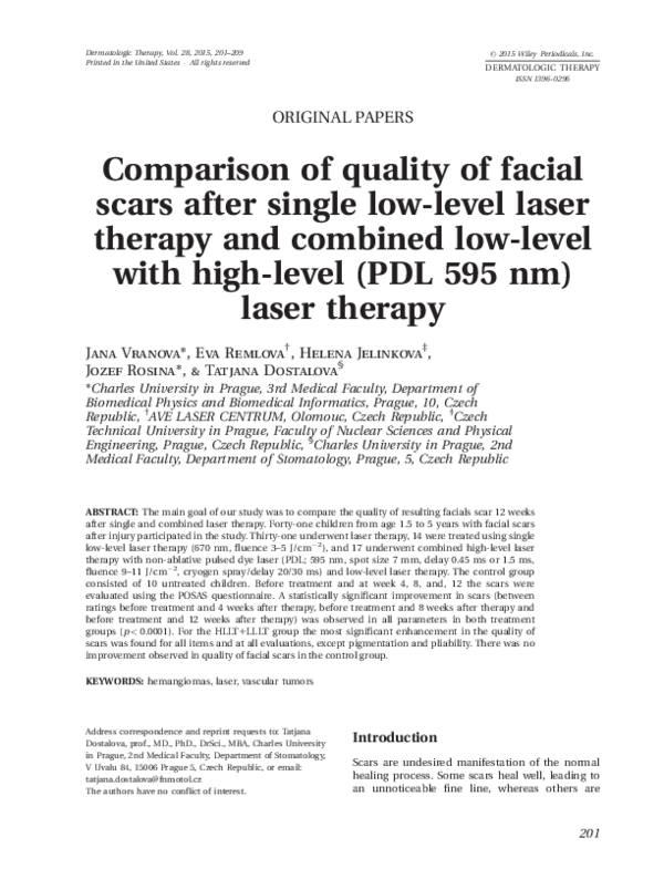 (PDF) Comparison of quality of facial scars after single low-level ...