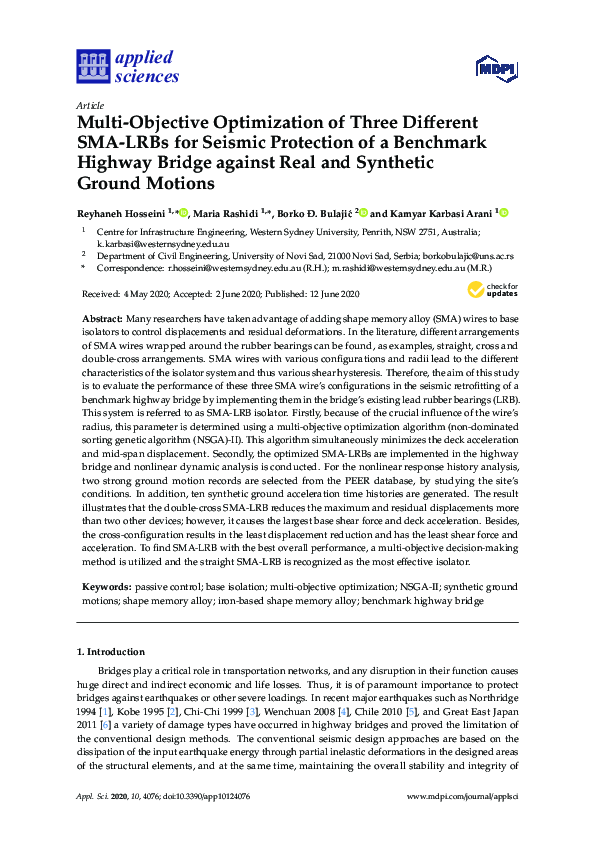 (PDF) Multi-Objective Optimization of Three Different SMA-LRBs for ...