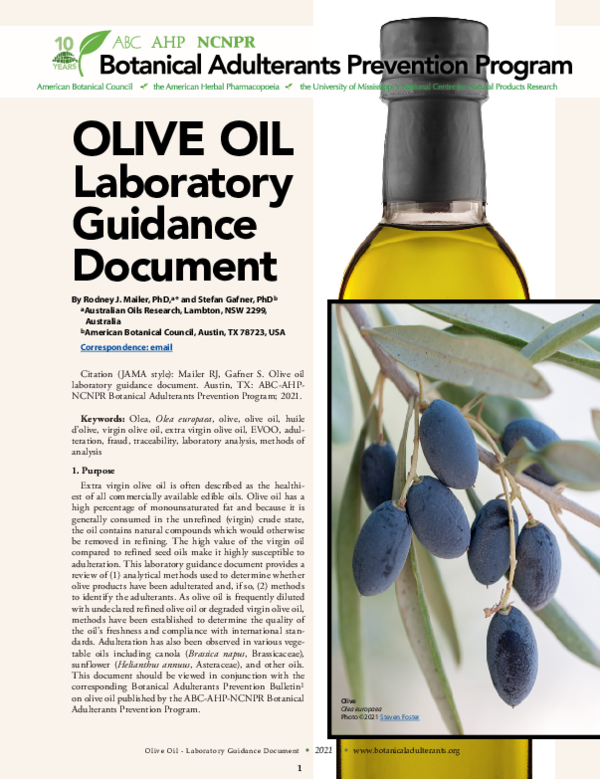 (PDF) OLIVE OIL Laboratory Guidance Document