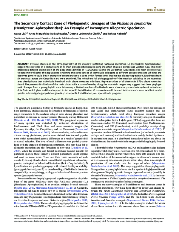 (PDF) The secondary contact zone of phylogenetic lineages of the ...