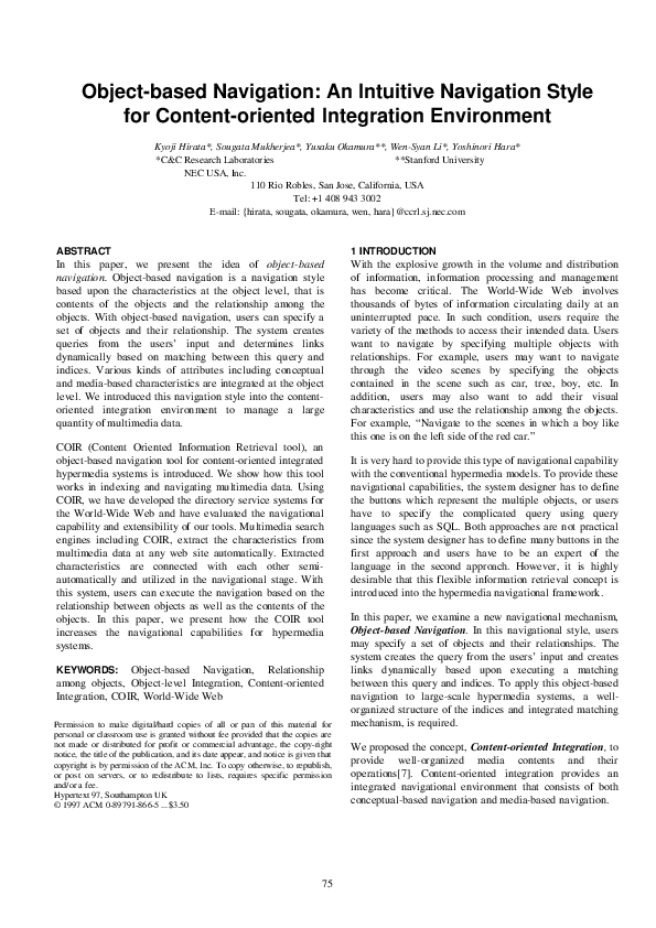(PDF) Object-based navigation
