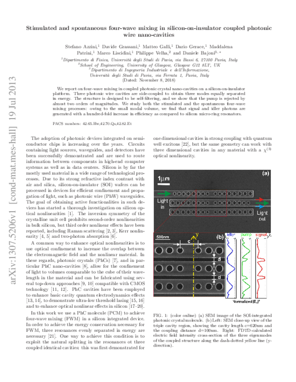 (PDF) Stimulated and spontaneous four-wave mixing in silicon-on ...