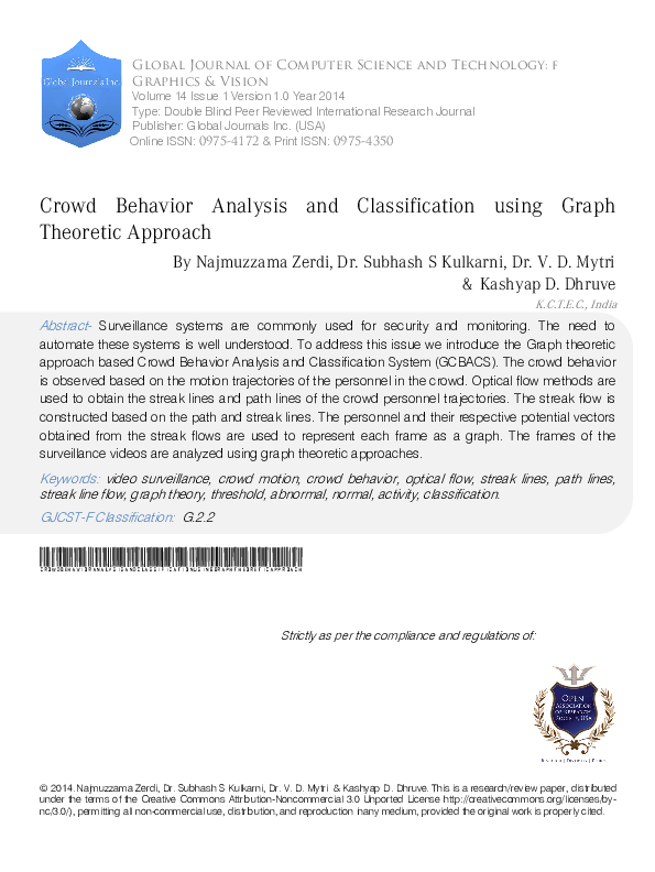 Pdf Crowd Behavior Analysis And Classification Using Graph Theoretic Approach