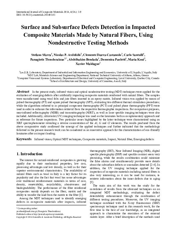 Pdf Surface And Subsurface Defects Detection In Impacted Composite