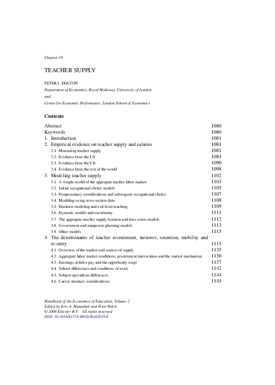 (PDF) Chapter 19 Teacher Supply