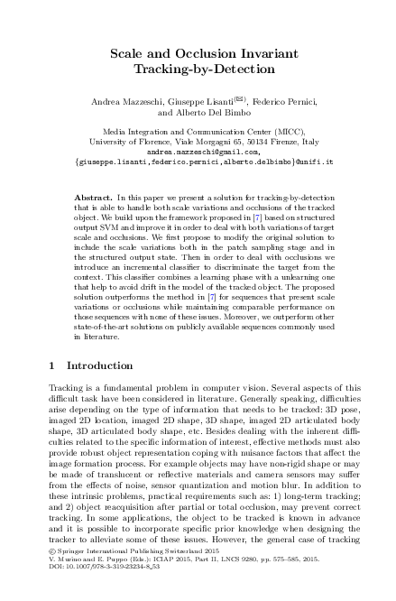 (PDF) Scale and Occlusion Invariant Tracking-by-Detection