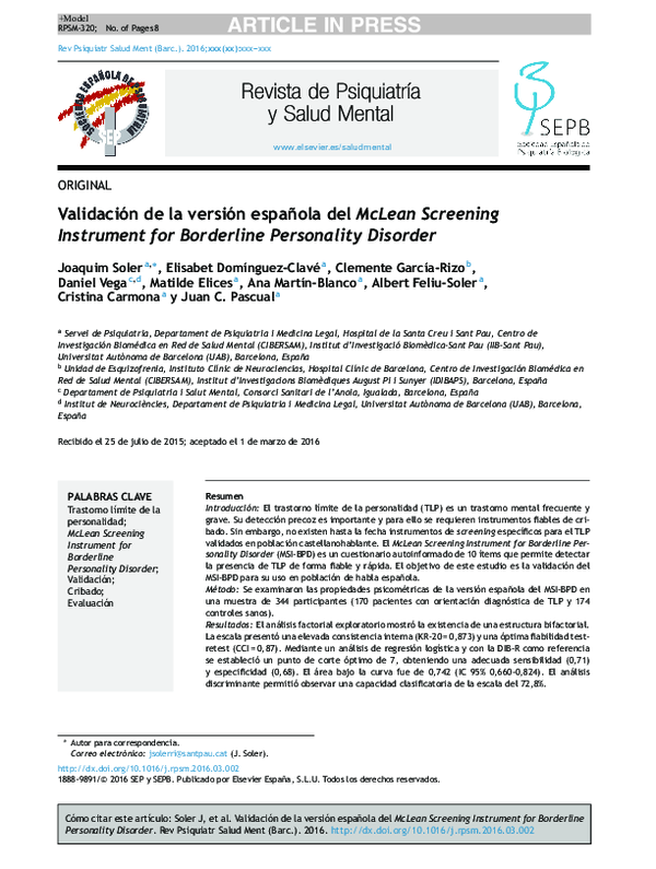 (PDF) Validación de la versión española del McLean Screening Instrument ...