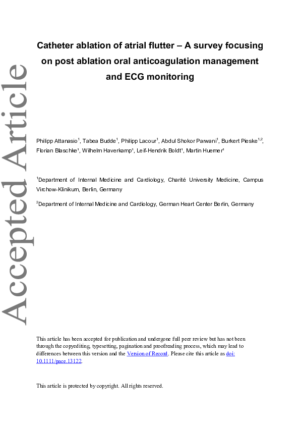 (PDF) Catheter ablation of atrial flutter: A survey focusing on post ...