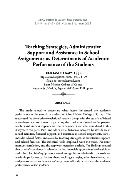 (PDF) Teaching Strategies, Administrative Support and Assistance in ...