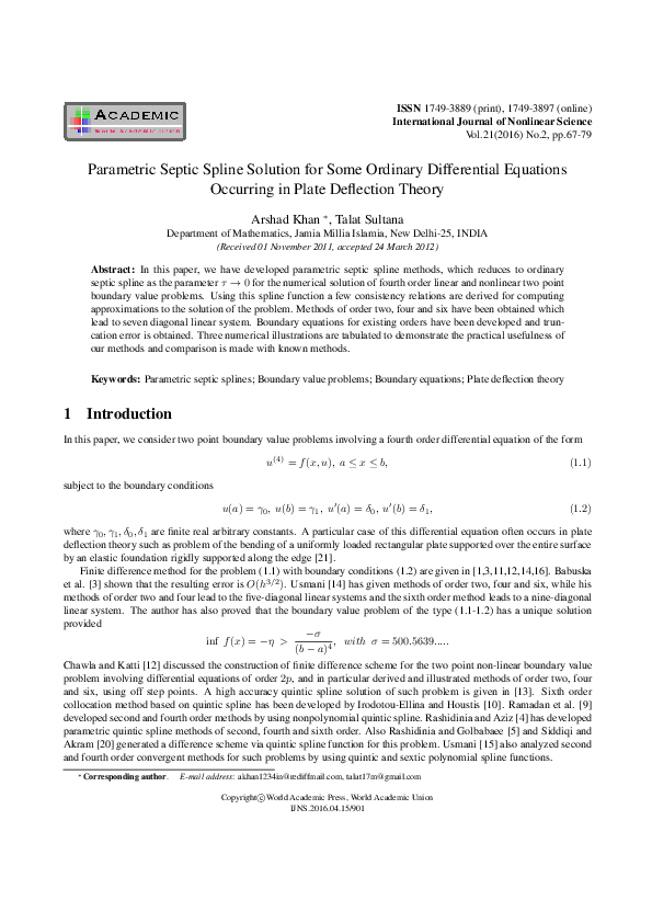 (PDF) Parametric Septic Spline Solution for Some Ordinary Differential ...