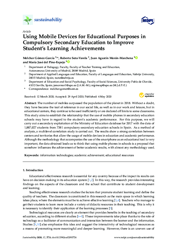 (PDF) Using Mobile Devices for Educational Purposes in Compulsory ...