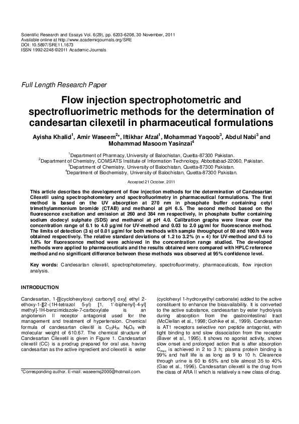 Pdf Flow Injection Spectrophotometric And Spectrofluorimetric Methods For The Determination Of