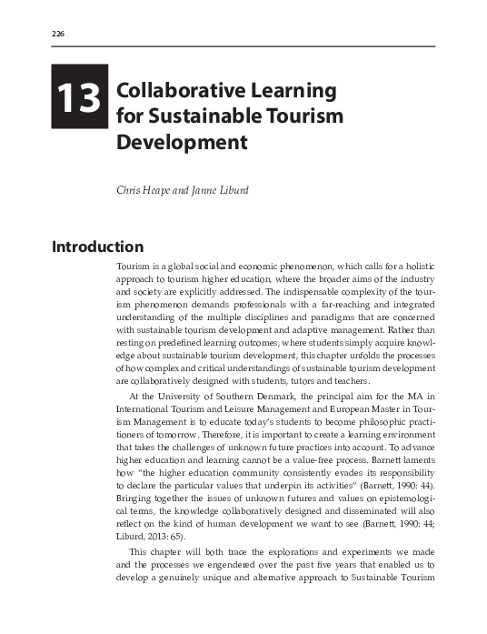 (PDF) Collaborative Learning for Sustainable Tourism Development