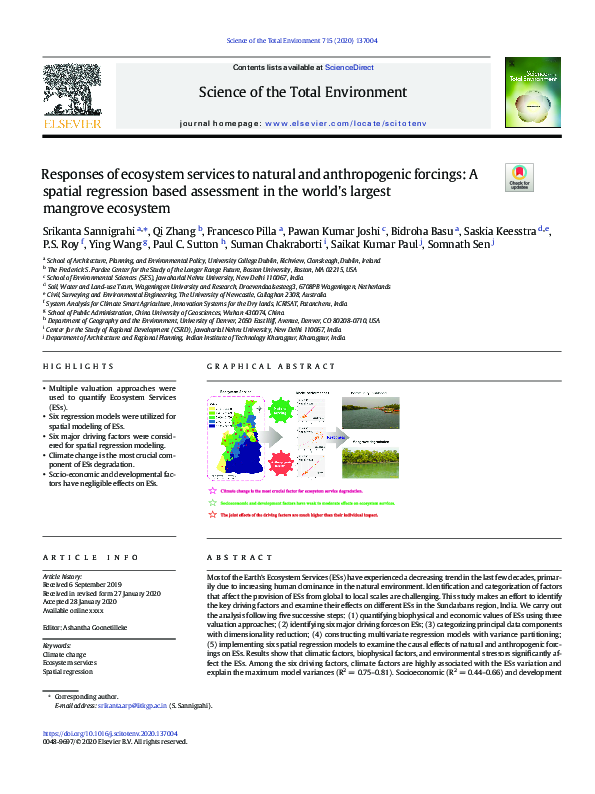 (PDF) Responses of ecosystem services to natural and anthropogenic ...