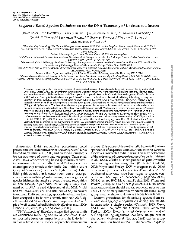 (PDF) Sequence-Based Species Delimitation for the DNA Taxonomy of ...