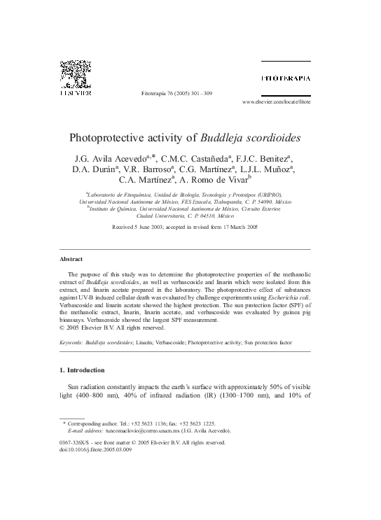 (PDF) Photoprotective activity of Buddleja scordioides